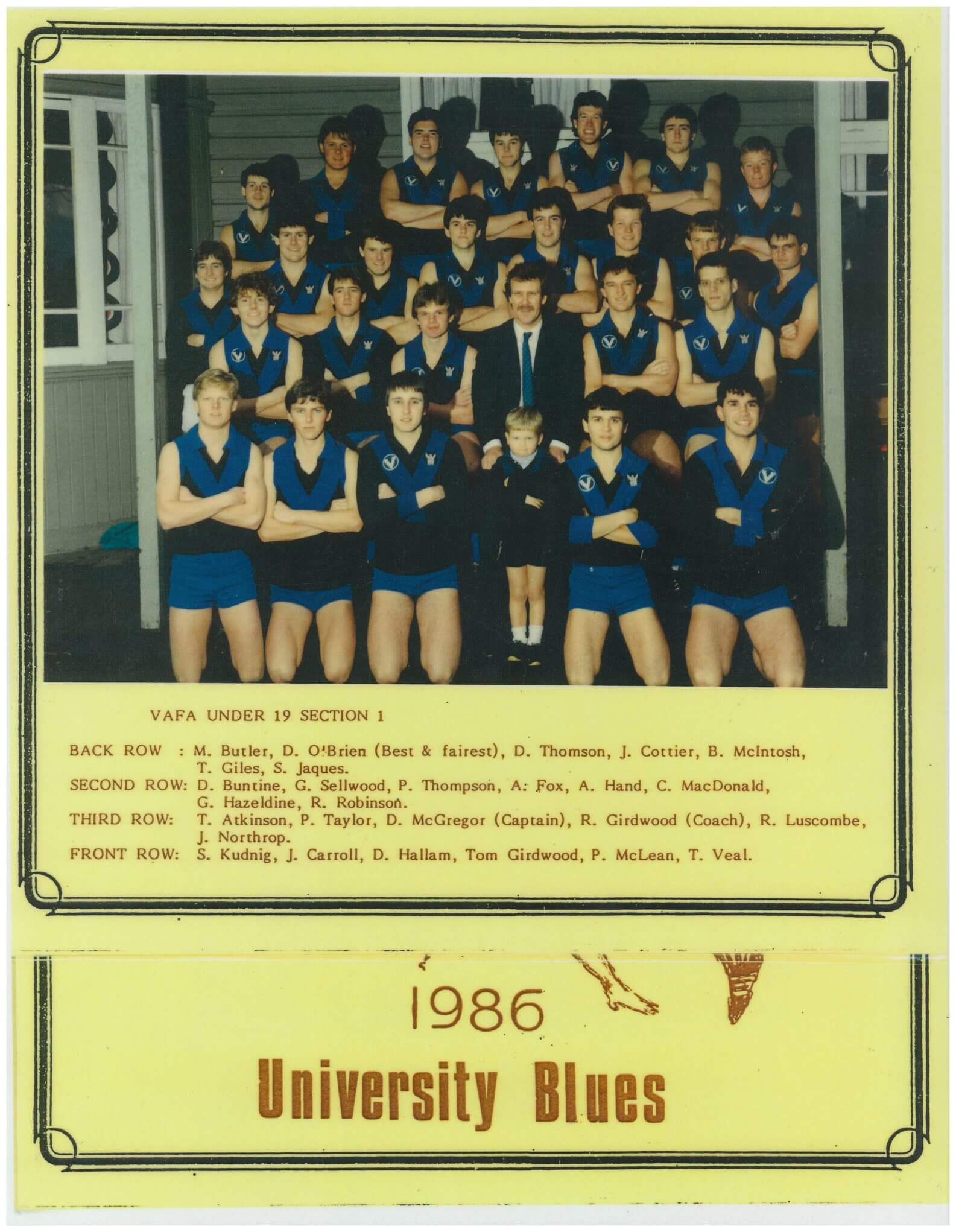 Team Photos – 1971 to 1990 – University Blues Football Club