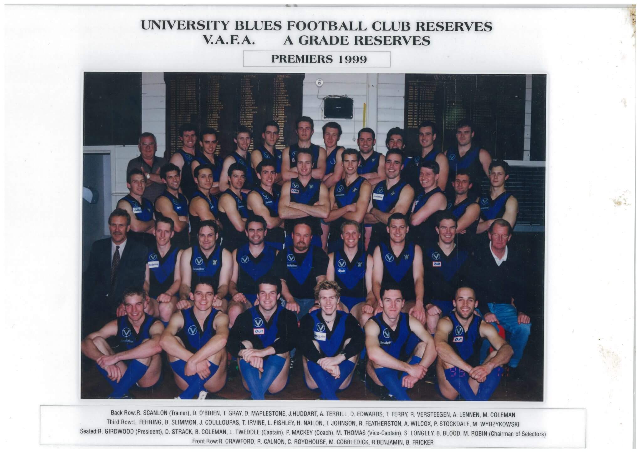 Team Photos – 1991 to 2000 – University Blues Football Club