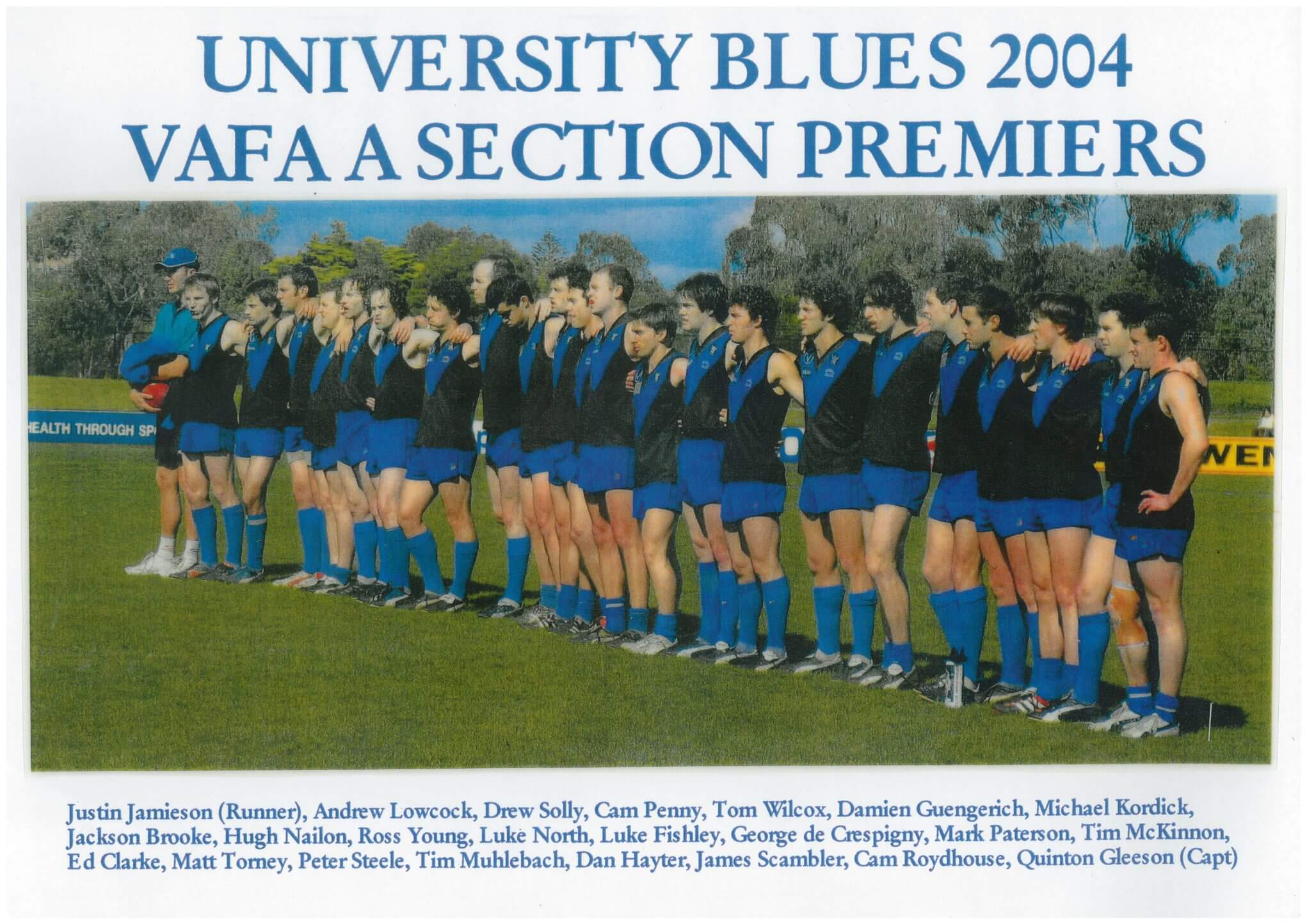Team Photos – 2001 to 2010 – University Blues Football Club